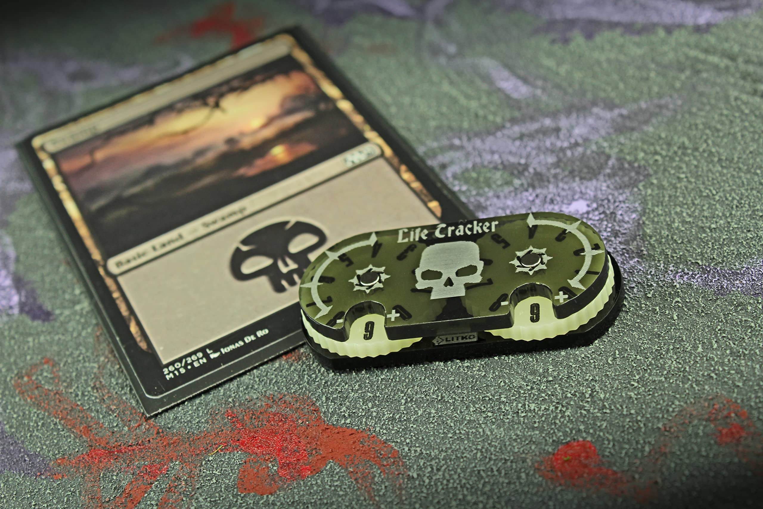 LITKO Life Counter Wheel | Point Tracker Dial | 0-99 | Compatible with Magic: The Gathering | Swamp (Black)