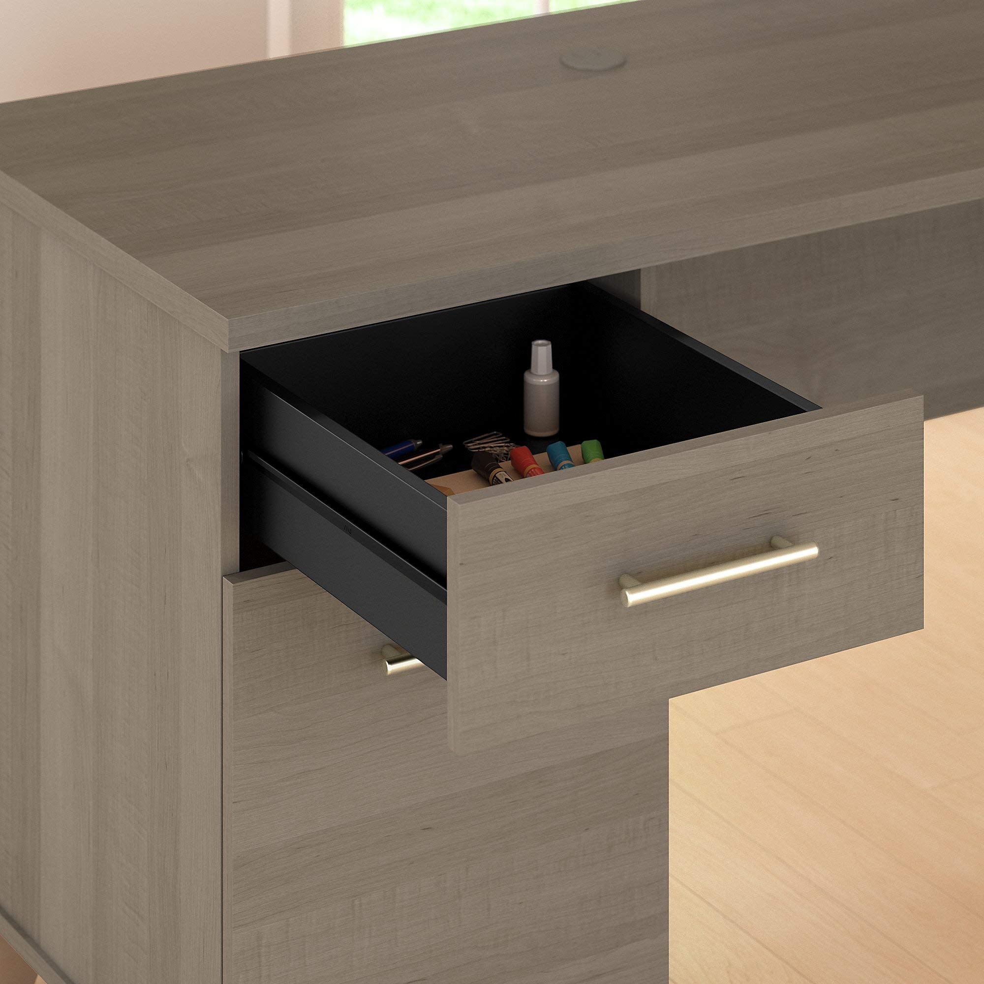 Bush Furniture Somerset Office Desk with Hutch and Lateral File Cabinet, 72W, Ash Gray