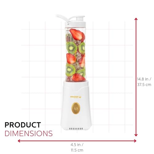 Holstein Housewares Personal Blender - Creamily Smooth Shakes and Smoothies, BPA-Free 20oz To-Go Cups, Golden Elegance Design, 250W