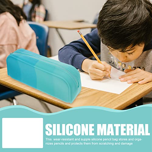 Silicone Pencil Case Pouch Bag Candy Color Pencil Case Cute Pen Case Silicone Pencil Case Small Cute Aesthetic Zipper Pencil Pouch for Travel Cosmetics Makeup Green