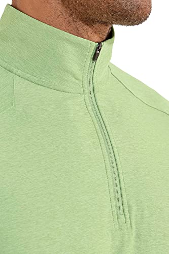 Coolibar UPF 50+ Men's Agility Performance Pullover - Sun Protective (X-Large- Spring Green Heather)