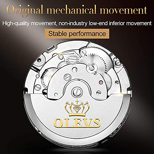 OLEVS Self Winding Blue Watches for Men Automatic Mechanical Tourbillon Stainless Steel Waterproof Luminous Luxury Dress Wrist Watches