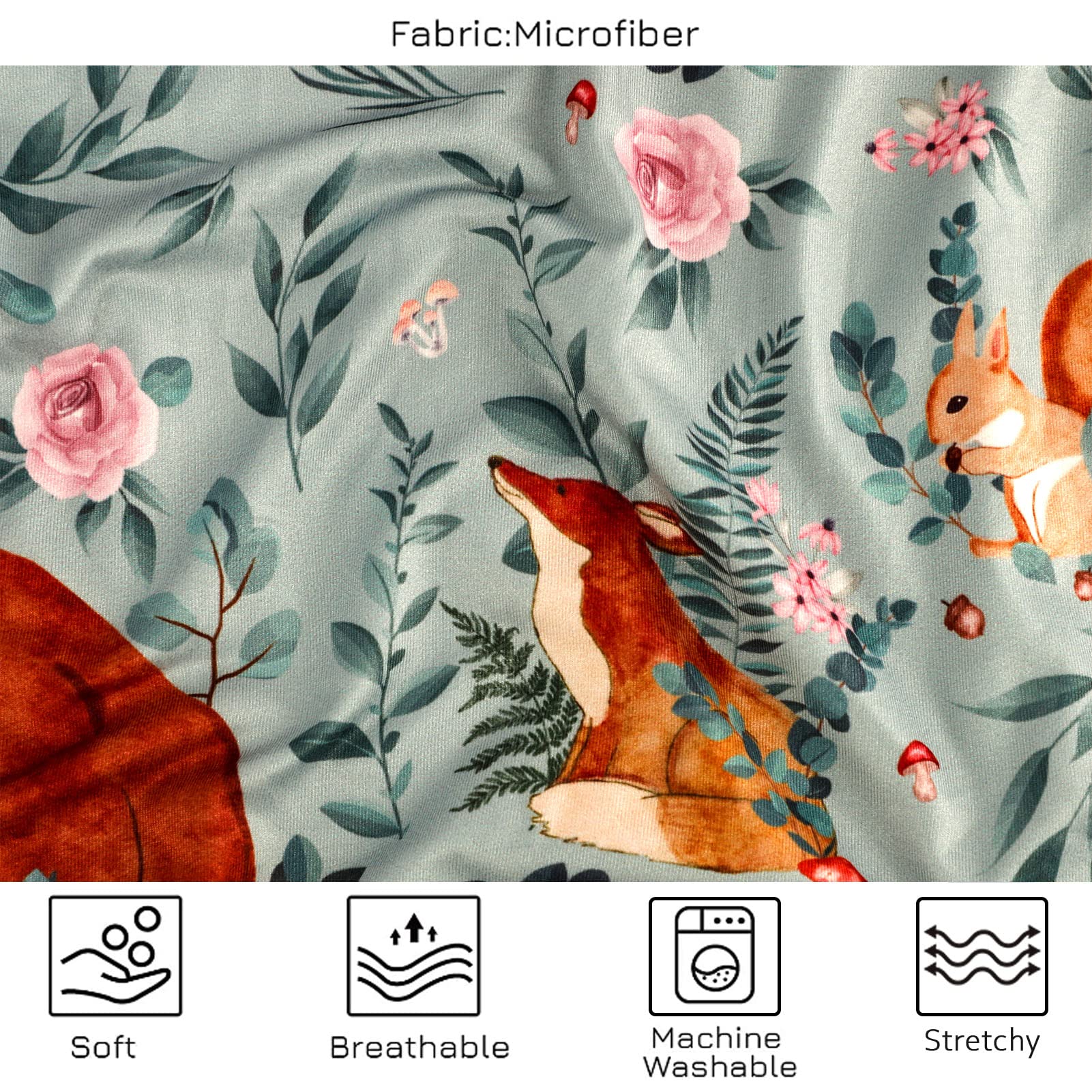 Crib Sheet & Car Seat Cover, Multi-use Nursing Cover for Breastfeeding, Woodland Animals Bear