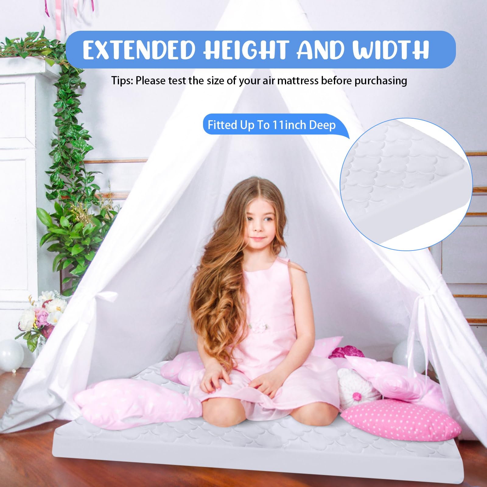 Fanfanwin 6 Pack Air Mattress Pad Sheets Cover Waterproof Mattress Protector Inflatable Airbed Fitted Sheets Soft Air Mattress Pad for Boys Girls Sleepover Party