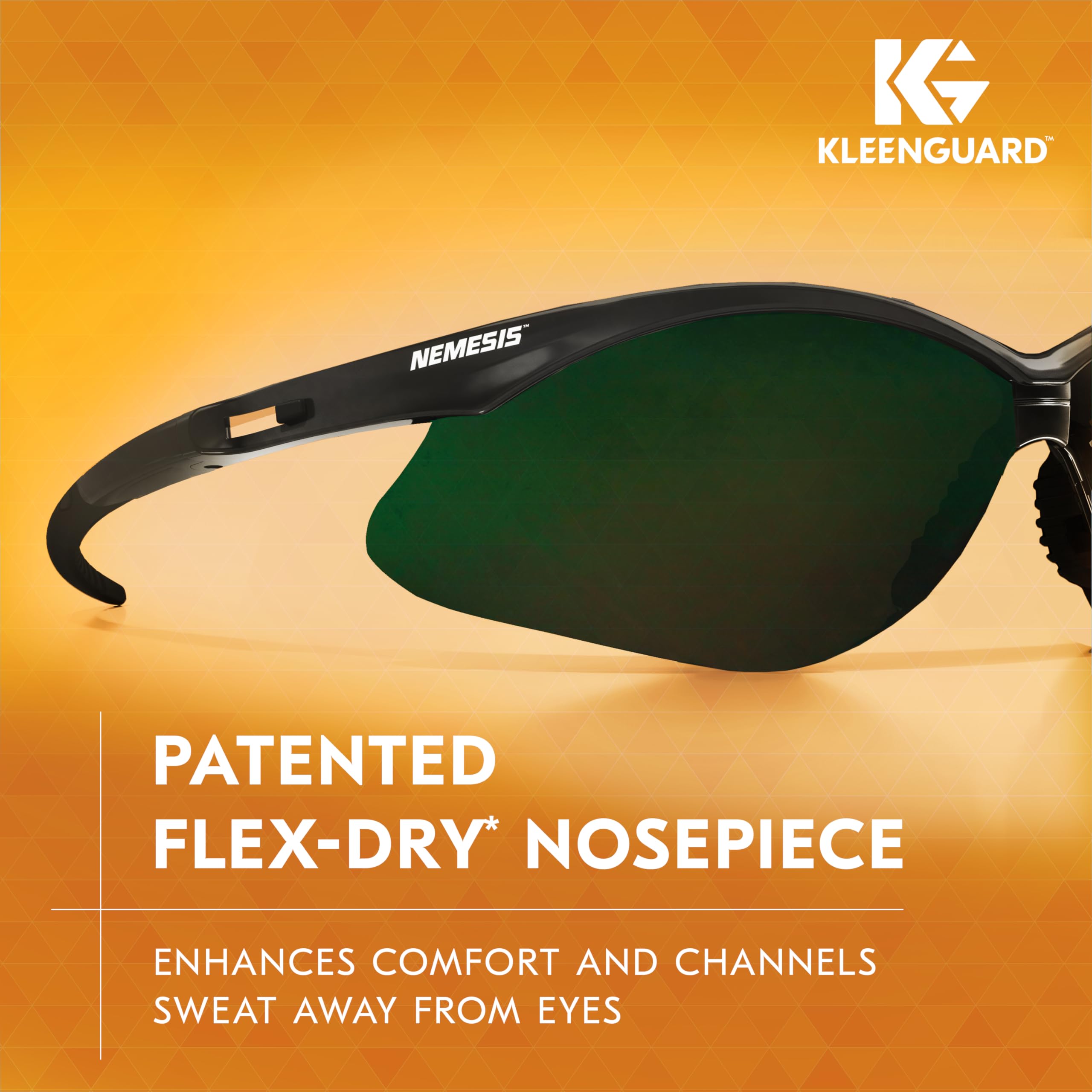 KleenGuard V30 Nemesis Safety Glasses (25671), IRUV Shade 5.0 Lenses with Black Frame, 12 Pairs / Case