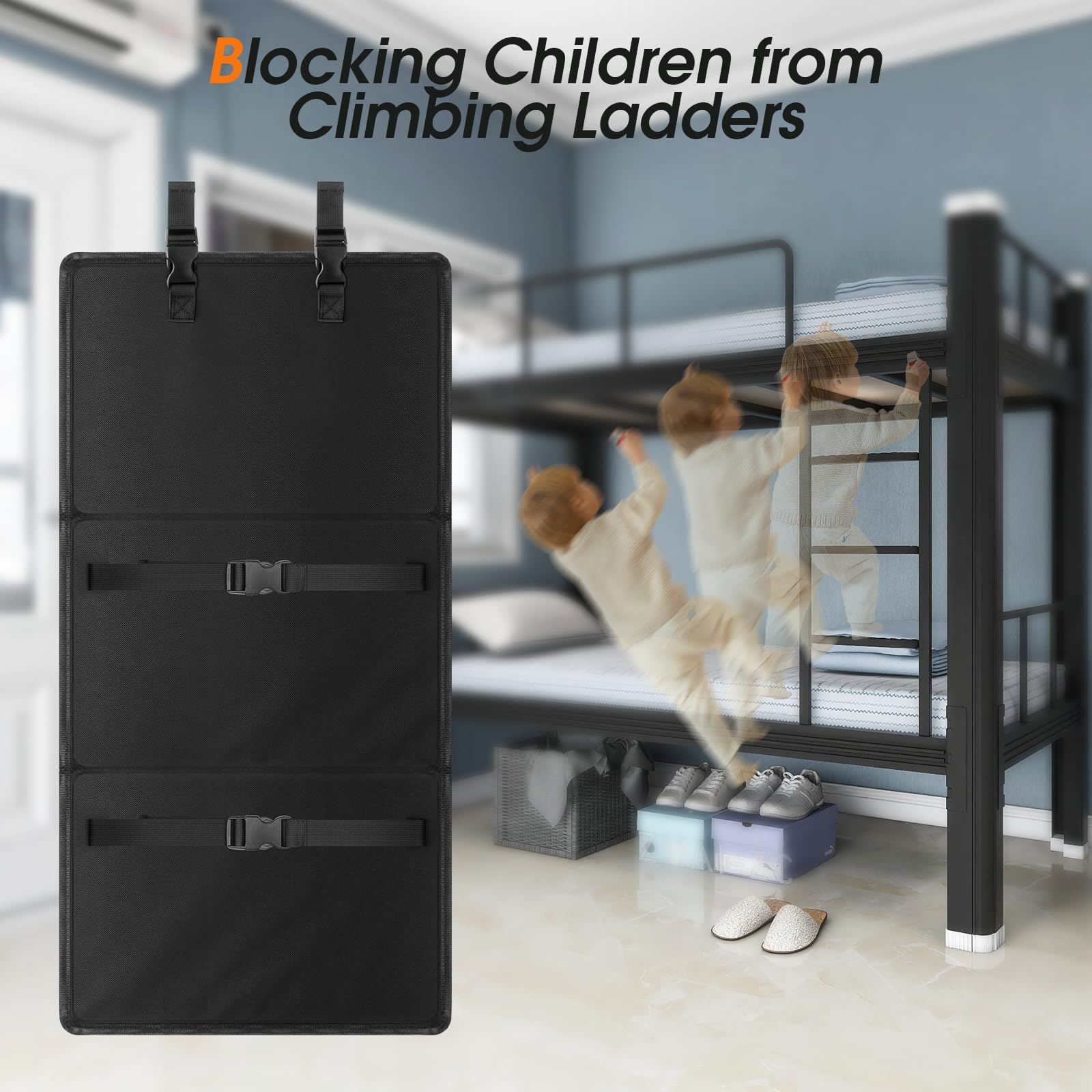 Ligebul Bunk Bed Ladder Cover,Kiddies Bunk Bed Ladder Cover Ladder Guard Pads to Prevent Kids from Climbing Ladders Cover, Black