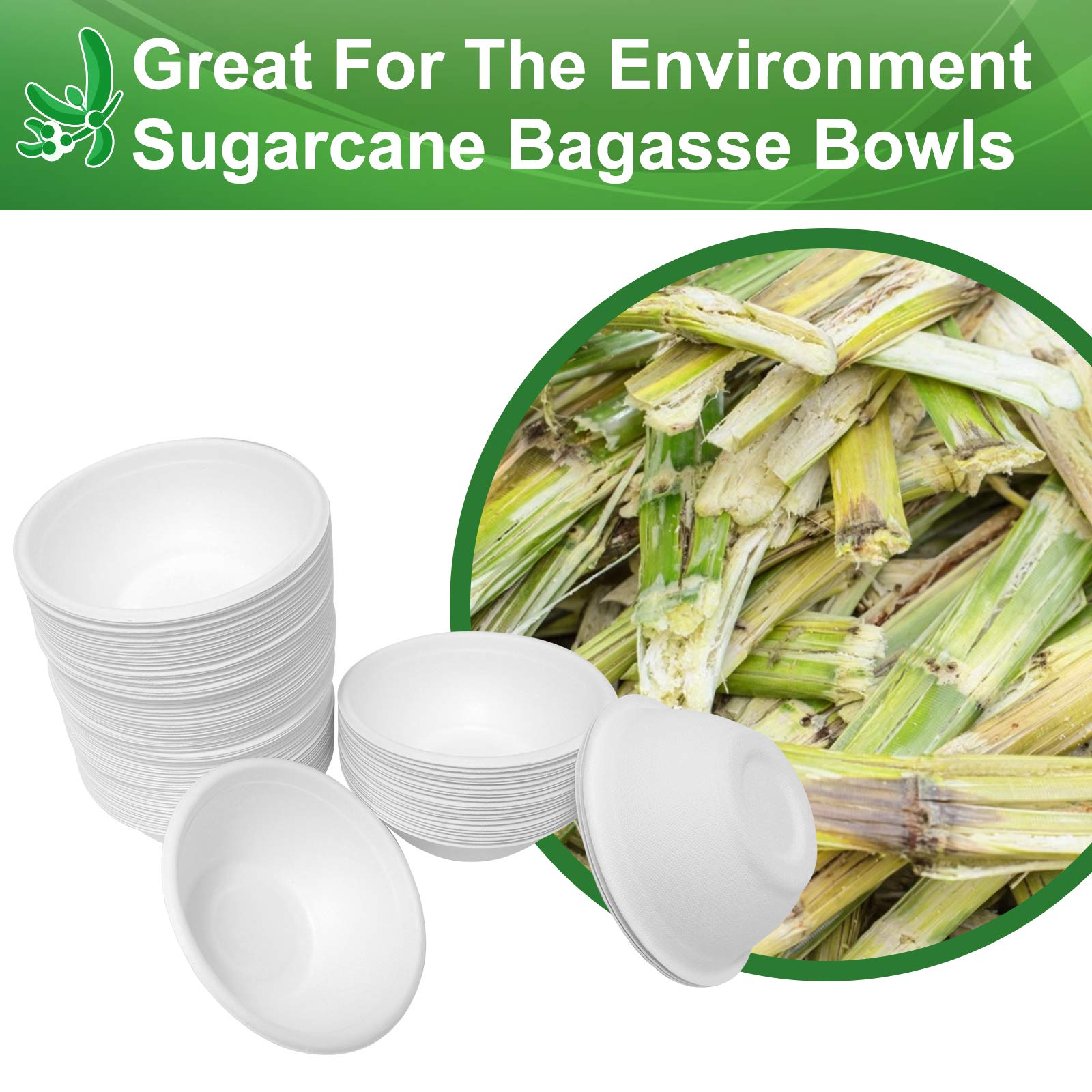 CHANGLE 12 oz Compostable Paper Bowls [100 Pack],100% Biodegradable Bowls Natural Disposable Bagasse Bowls,Soup Container Microwave Safe Bowls.