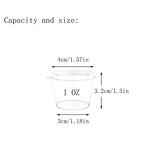 XINGLIAN 100 Pieces Plastic Souffle Cups, 1 OZ Disposable Clear Leak Proof Sauce Cup With Hinged Lid, Used for Various Sauces, Food Samples, Storage Crafts