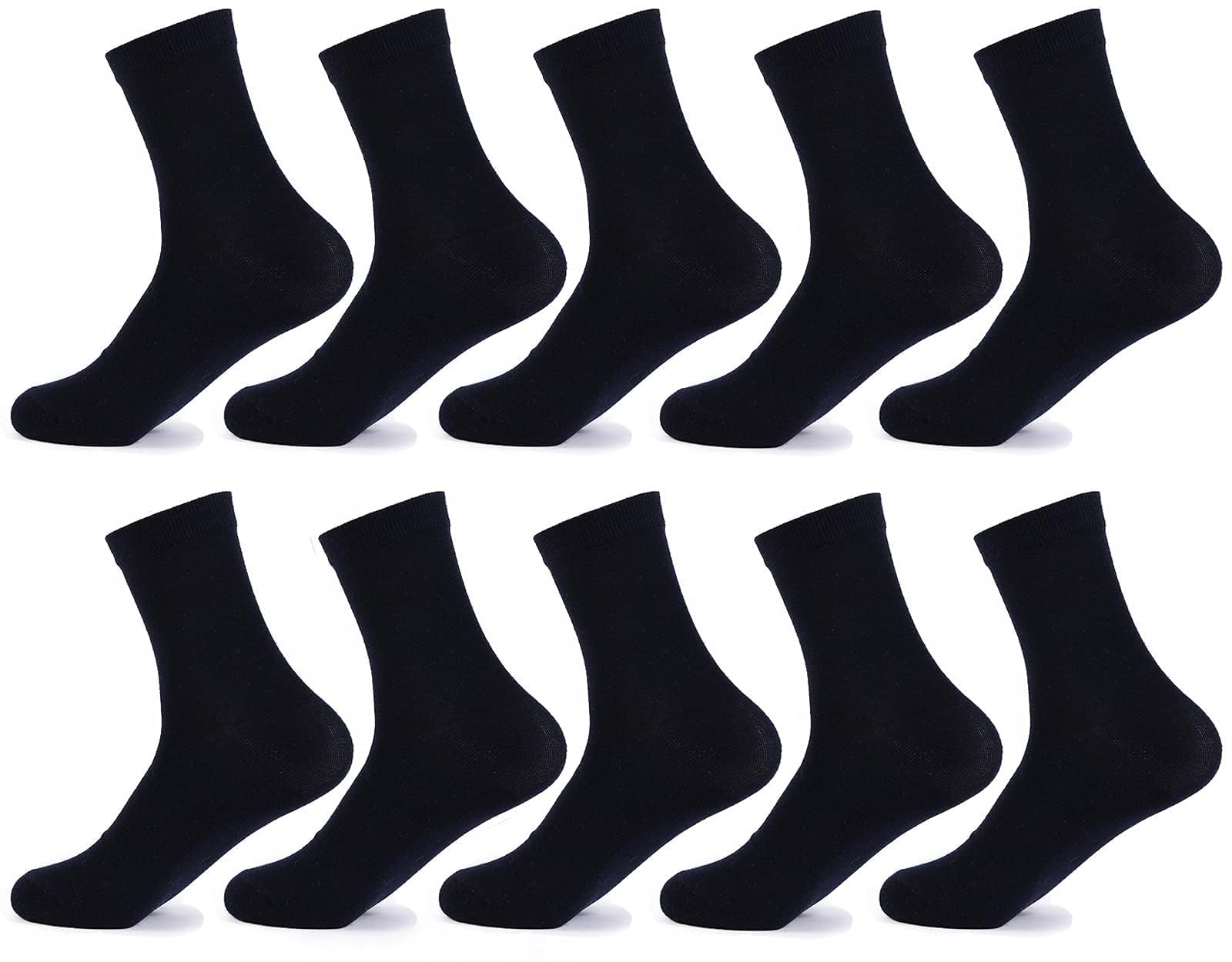 CHUNG Toddler Boys Girls 10 Pack Athletic Cotton Basic Crew Socks Autumn School Uniform Casual Sports,Plain Black,8-10Y