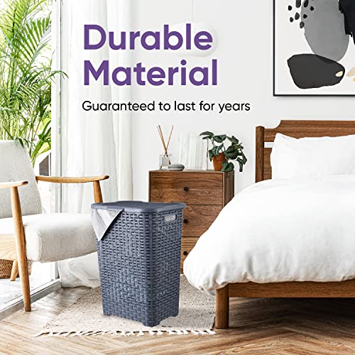 Superio Wicker Laundry Hamper, Large, Gray