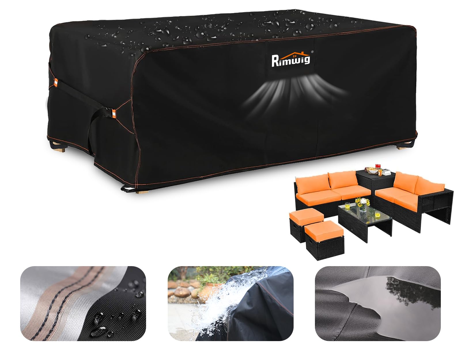Patio Furniture Set Covers Waterproof, Outdoor furniture covers waterproof clearance, Sectional Sofa Couch Set Covers for Winter,Table Chair Cover Outside Rectangular Heavy Duty 90"Lx65"Wx28"H