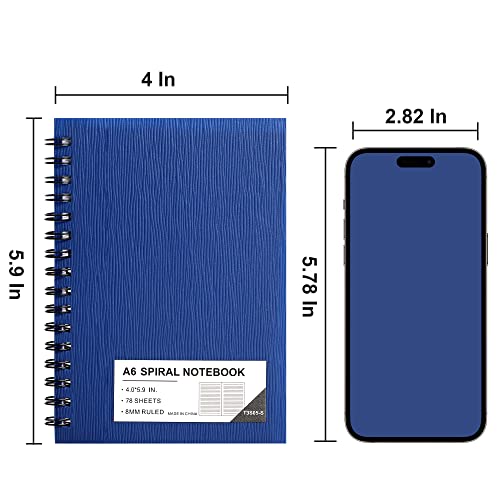 FLYING EAGLE Premium 4x6 Small Spiral Notebook 3 Pack A6 Mini Journal Plastic Hardcover 8mm Ruled Notebook 3 Color 468 Pages for School Work