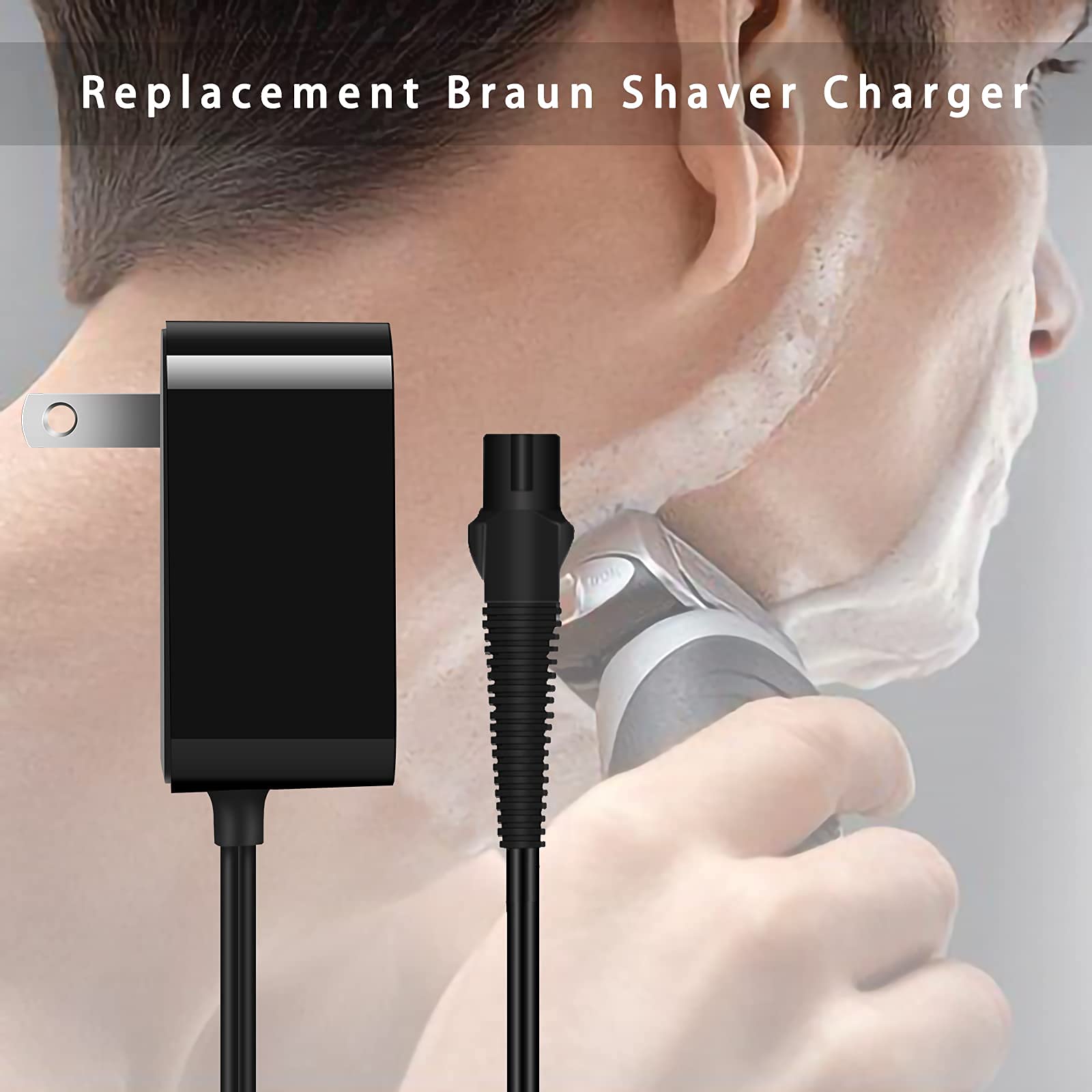Charger Replacement for Braun Charger,12V Power Cord Compatible with Braun Shaver Series 3//7/5/1/9,Razor 3040s 310s 340S,5190cc 5040s,740S 7865,9290cc 9095cc and more models