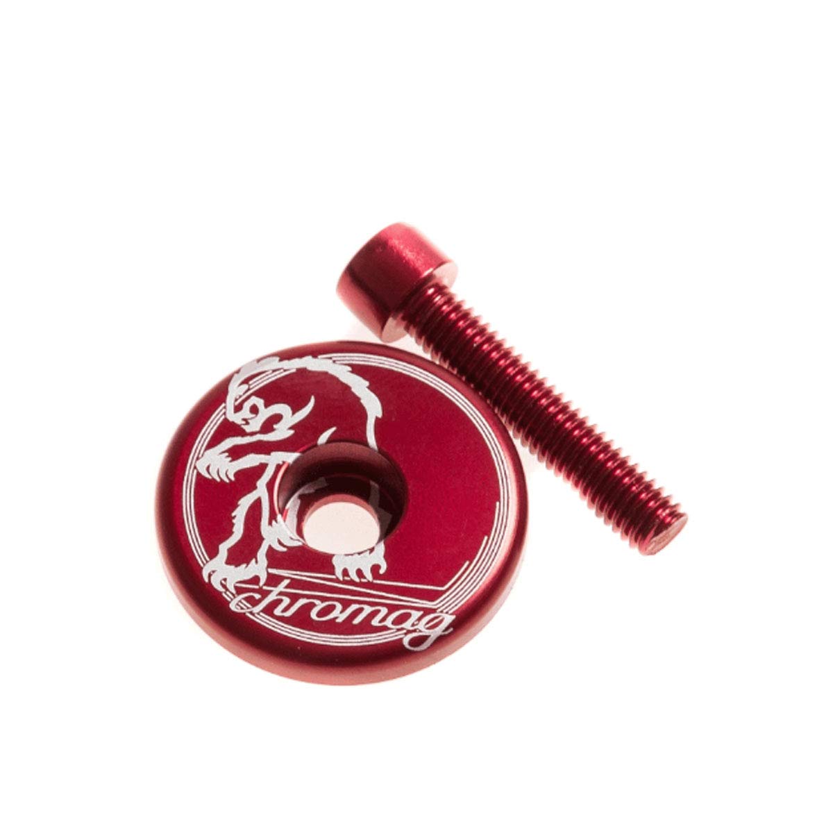 CHROMAG Top Cap for Mountain Bike/MTB/Cycle/VAE/E-Bike Adult Unisex, Red, Diameter 1.1/8"