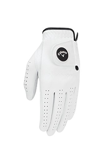 Callaway Men's Opti Flex Golf Glove, White, Medium, Worn on Left Hand