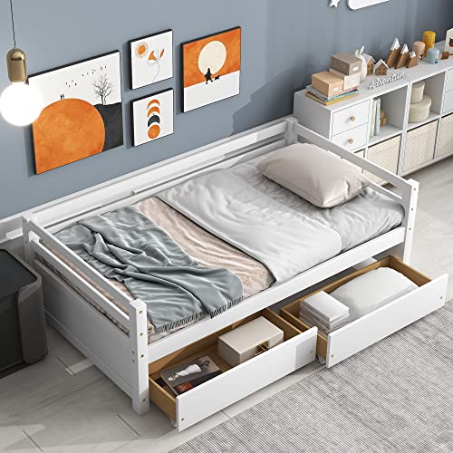 HomSof Twin Daybed with Two Storage Drawers,White