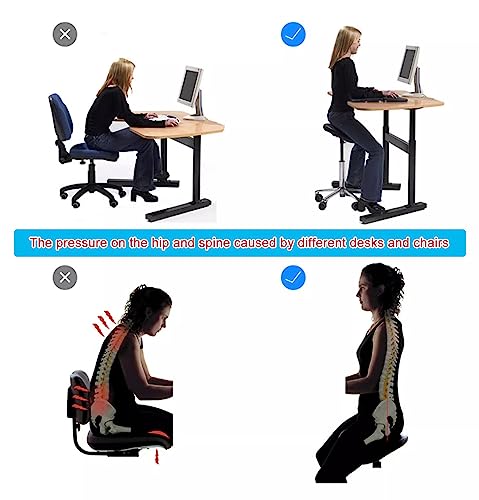 Generic Ergonomic Saddle Chair with Back Support, Split Seat Dental Rolling Stool for Medical Office and Home Use - Two Tilting Options Available