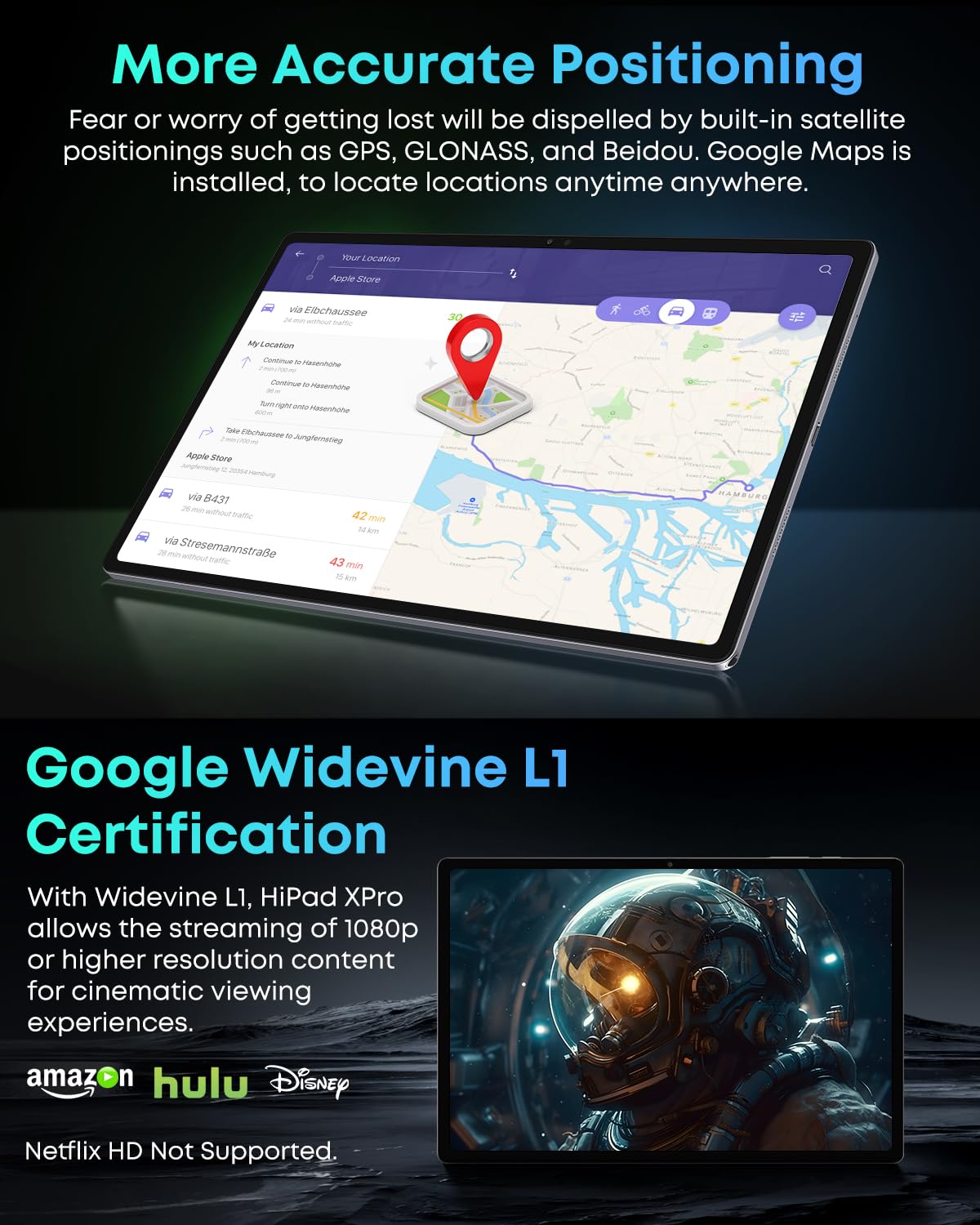 CHUWI Hipad Plus Android 10 Tablet PC, 1080P Display, 8GB 128GB, 13MP+8MP Dual Camera