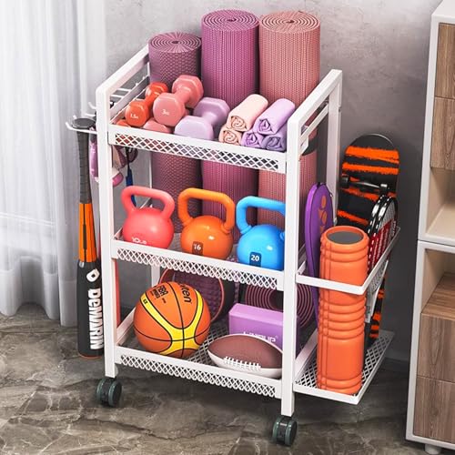 Home Gym Storage Rack, Metal, Dumbbell Rack, Workout Equipment Storage, Yoga Mat Stand, Organizer for Dumbbells, Weights, Kettlebell MK97
