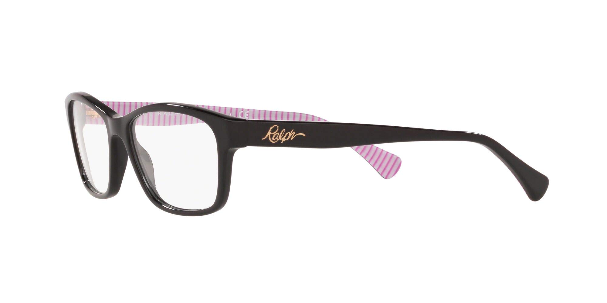 Ralph by Ralph Lauren Women's RA7108 Rectangular Prescription Eyewear Frames, Shiny Black Glitter/Demo Lens, 52 mm