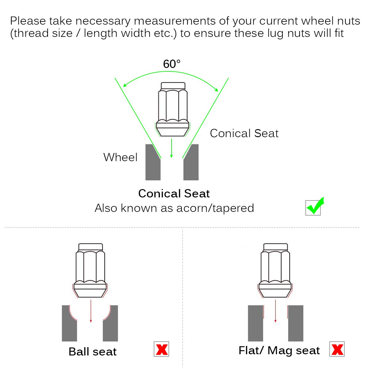 Chrome Lug Nuts - 12x1.5 Closed End Bulge Acorn Lug Nuts - Cone Seat - 19mm Hex Wheel Lug Nuts Compatible for 2009-2019 Ford Escape, 2012-2019 Ford Focus, 2009-2019 Ford Fusion, Pack of 20 Pcs