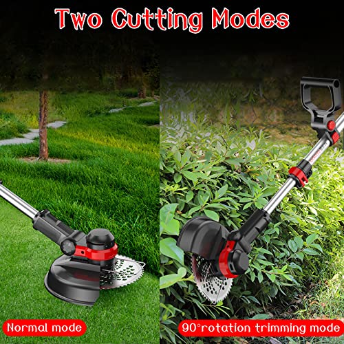 Mrzneaoch Battery Powered Weed Eater Newly Upgraded 8-Inch Blade Grass Trimmer for Lawn Trimmingtwigsbrush Cutting(Black)