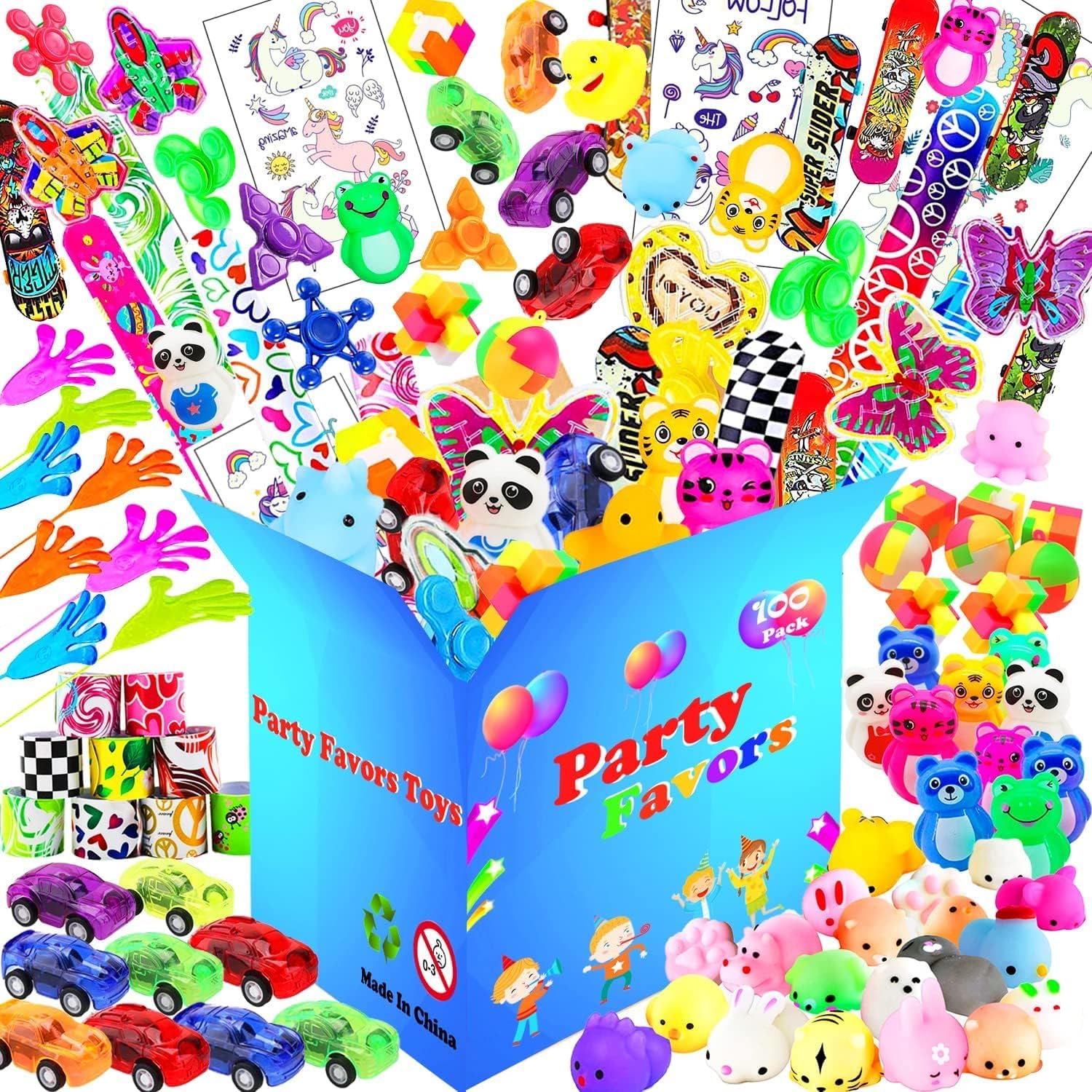 Dilycery 100 Pcs Party Favors Treasure Box Toys for Classroom Carnival Prizes Rewards, Stocking Stuffers, Goodie Bag Stuffers for Kids Party, Pinata Fillers Birthday Gifts Bulk Toys