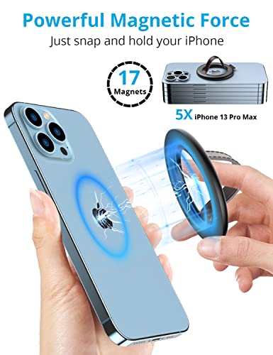 SUPMEGA Magnetic Phone Grip for MagSafe, Magnetic Phone Ring Holder with Leather Finger Grip and Stand, only for iPhone 14 Pro Max, 14 Plus, 14 Pro, 14, 13 Pro Max, 13 Pro, 13, 12 Pro, 12