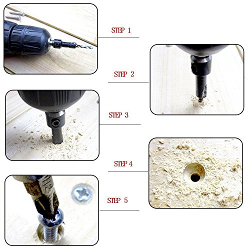 Eagles 4PCS Self centering Hinge Drill Bits for Door Cabinet + 5PCS HSS Woodworking Countersink Drill Bit Set with Free Wrench for Pilot Holes