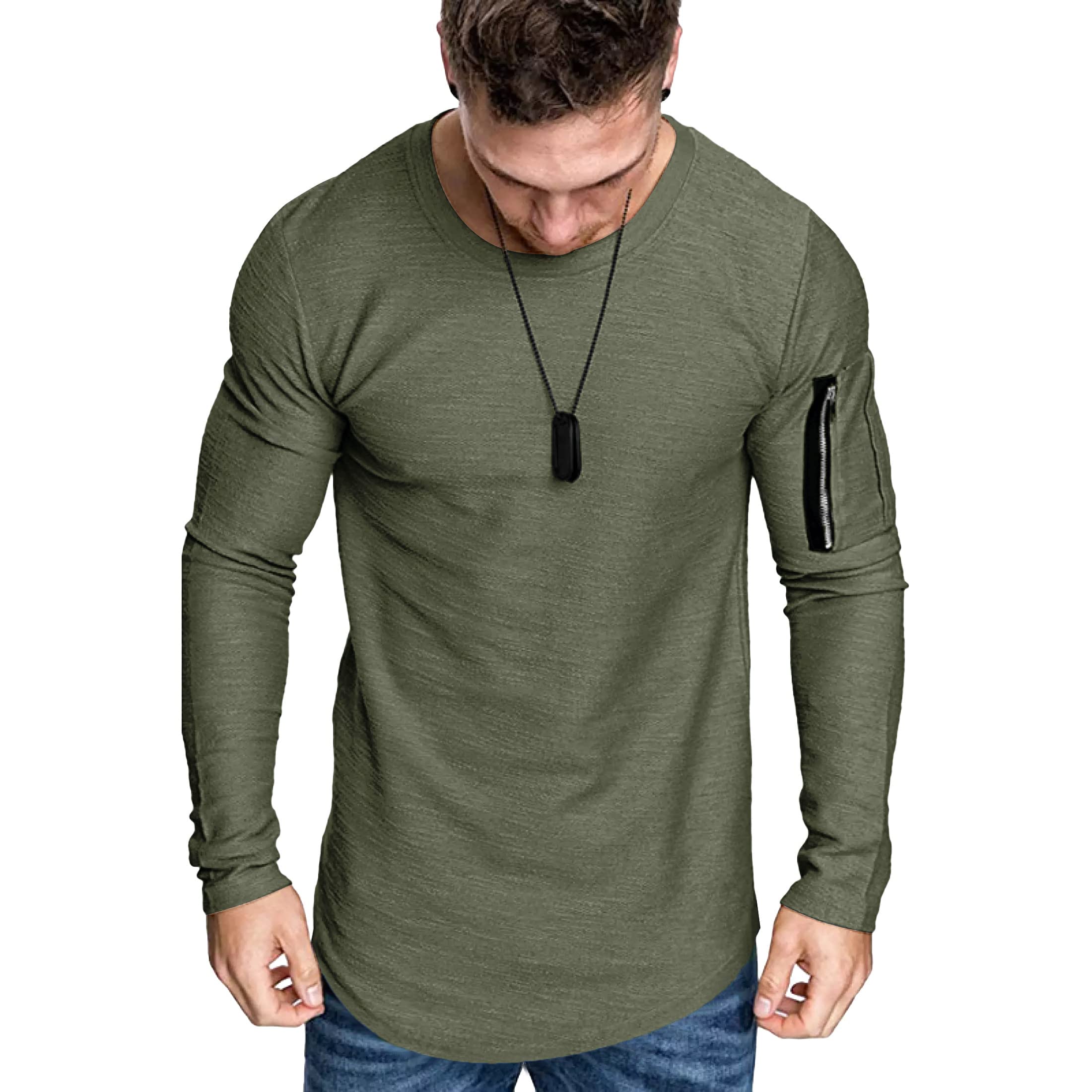 COOFANDY Mens 2 Pack Muscle Workout T Shirt Fitted Athletic Fashion Longline Hipster Hip Hop Tee Top