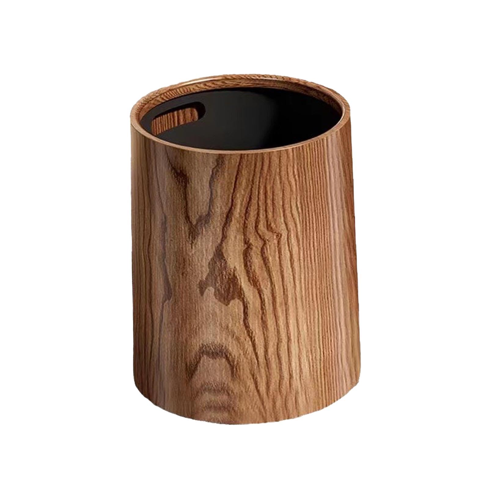ＫＬＫＣＭＳ Wood Grain Trash Can Garbage Bin Large Capacity Fashion Waste Basket Toilet Paper Basket for Bedroom Bathroom Laundry Kitchen, 12L
