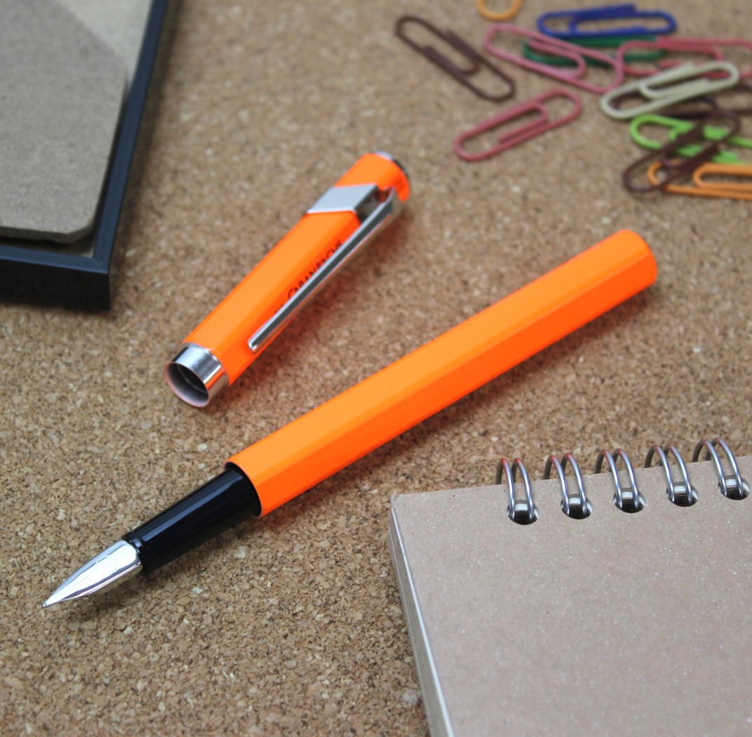 Caran d'Ache EF Fountain Pen, Extra Fine Point, 849 0842-030, Fluorescent Orange, Dual Use, Genuine Imported