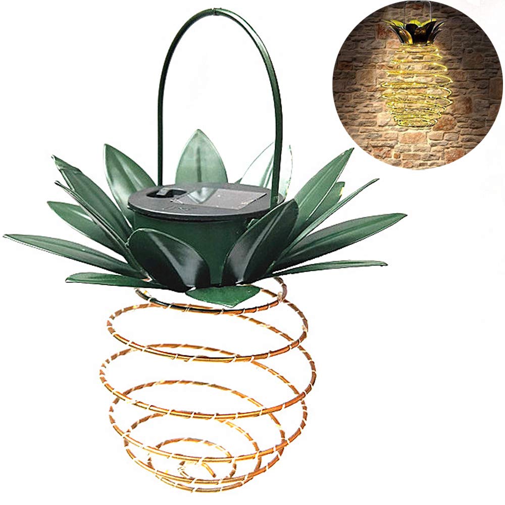 CIAOYE Pineapple Outdoor Solar Lantern, 2 Pack Optically Controlled Waterproof LED Lantern with Handle Fairy Lights for Garden Patio Party Tree Outdoor Home Decor, Warm White Pineapple