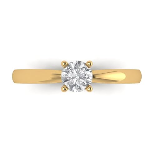 Clara Pucci 0.50ct Round Cut Solitaire White Lab Created Sapphire Engagement Bridal Promise Anniversary Ring in 18K Yellow Gold 4.25