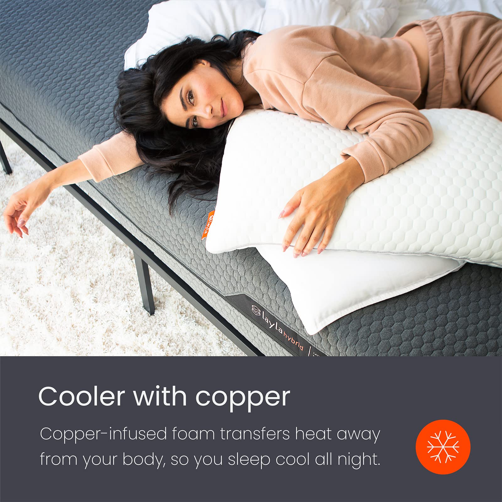 Layla 13” Hybrid Mattress, Flippable Between Firm & Medium Soft Comfort, Motion Minimizing (Cal King)