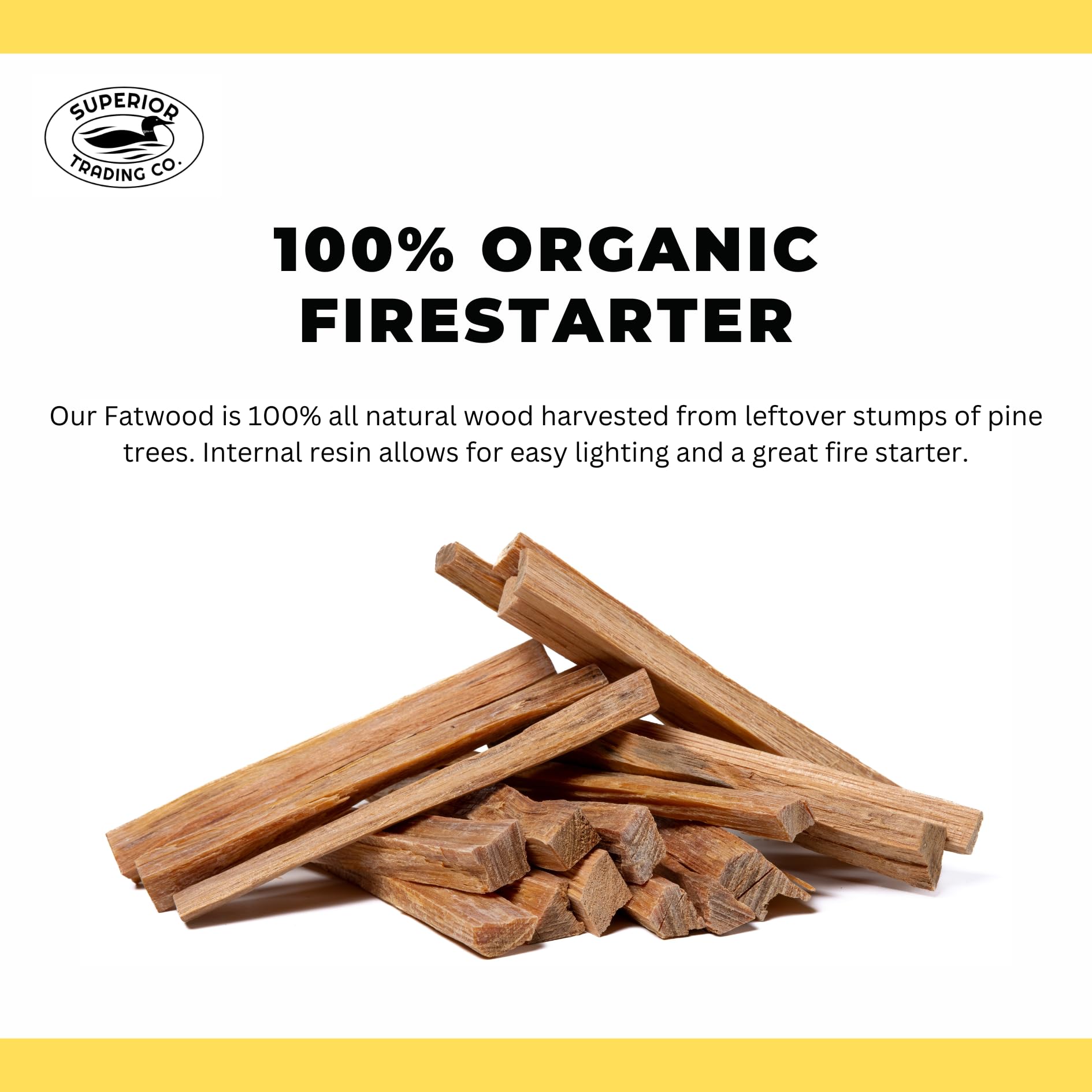 Fatwood Fire Starter Sticks 10 lb - All Natural & Organic for Fire Pit, Pizza Oven, Solo Stove - Easy Start Kindling for Wood Stoves & Camping. Start a Fire with just 2 Sticks