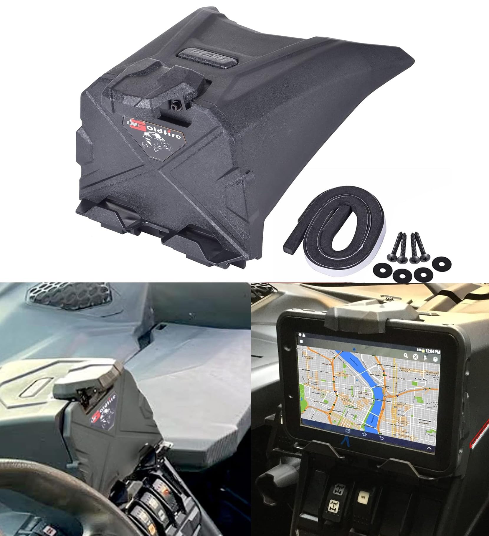 Goldfire X3 Device Tablet Holder Mount with Storage Box Compatible with 2017-2024 Can Am Maverick X3 / X3 Max DS MR RC Turbo R Maverick X3 Accessories (OE: #715002874)