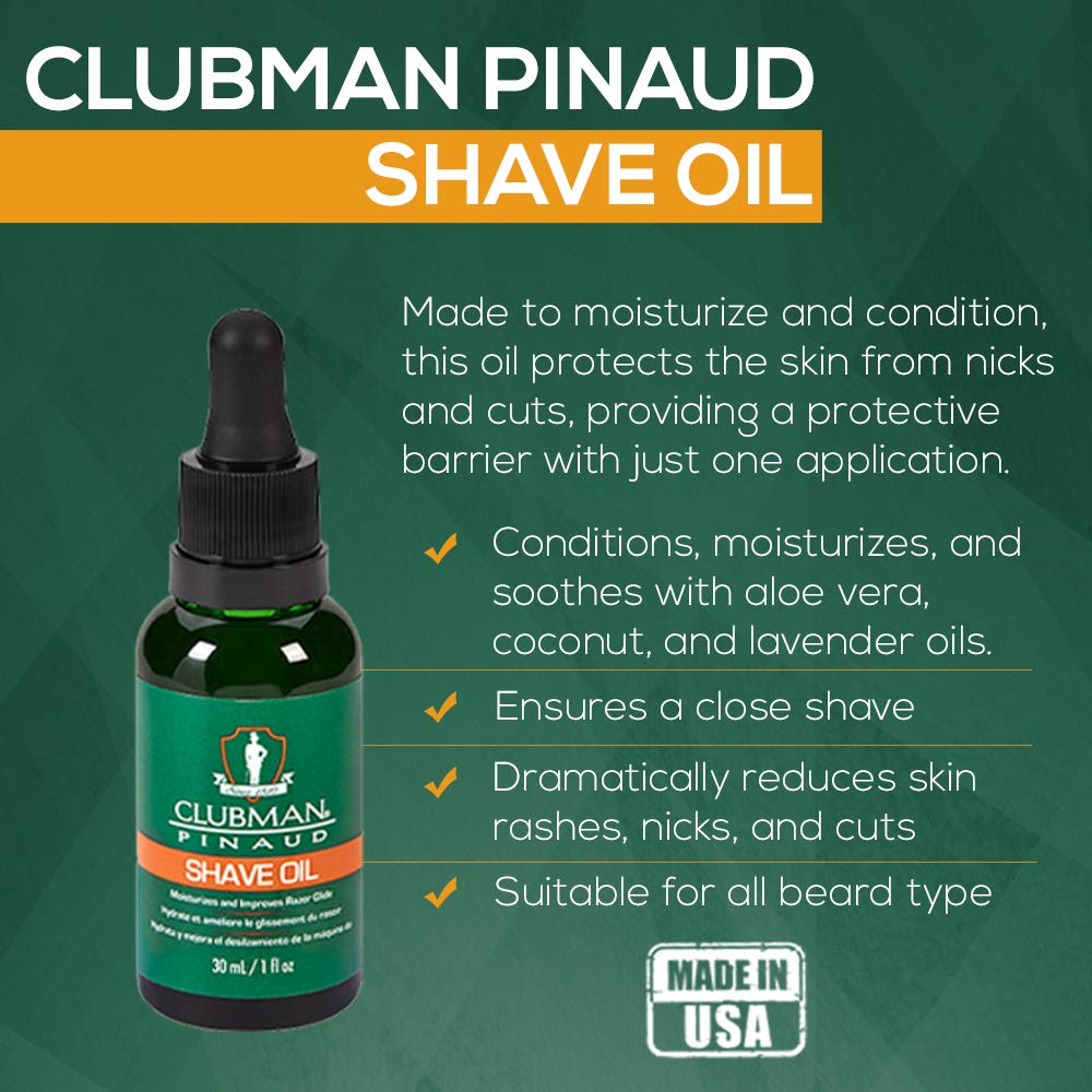 Clubman Pinaud Shave Oil, Moisturizes and Improves Razor Glide, 1 oz, 2-Pack