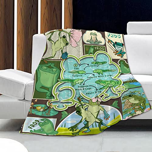 FROGS BLANKET-Cute Animal Soft Lightweight Food Flannel Blankets for Sofa Bed Travelling Camping Throw Warm Blanket Gift for Frog Lover Men Women(30''x40''for Baby/Pets)