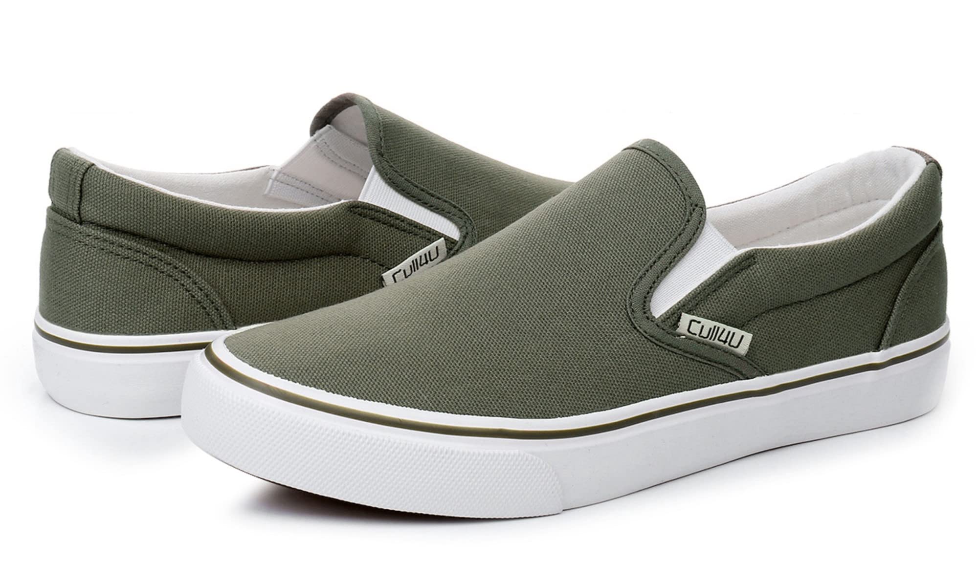 Cull4U Women's Classic Slip On Trainer Shoes (8 M US,Olive)