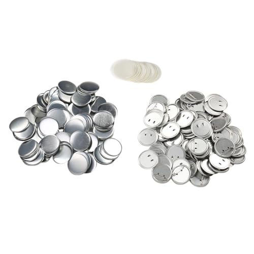 Button Badge Parts Set, Metal 100 Sets Rust Proof DIY Supplies Pin Back Button Parts for Button Making Machine (44MM)