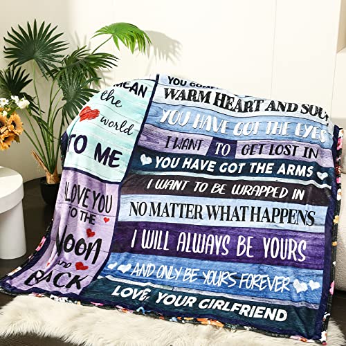 Gifts for Boyfriend Soft Blanket Anniversary Birthday Romantic Gift for Him Couples Luxury Light Weight Throw Blanket for Couch Sofa Bedding 50'' x 40''