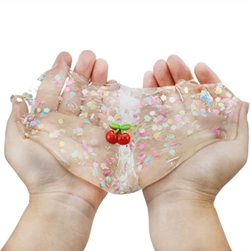 Fruit Slime Kit with Charms, 1 Pack 70ml Various Soft and Stretchy Crystal Mud Stress Relieve Sensory Toy Green Slime Toy