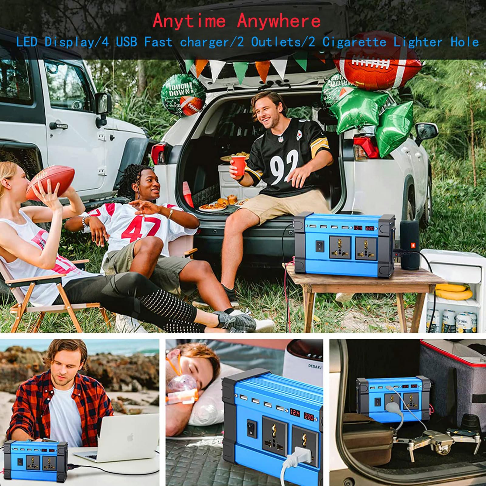 CANEVE Solar Kit, 50W18V Waterproof Folding Solar Panel, Built-in 50A Controller, 4 USB+LCD Dual Digital Smart Displays, Suitable for Homes, Rvs, Boats, and Outdoor Camping,300W220V