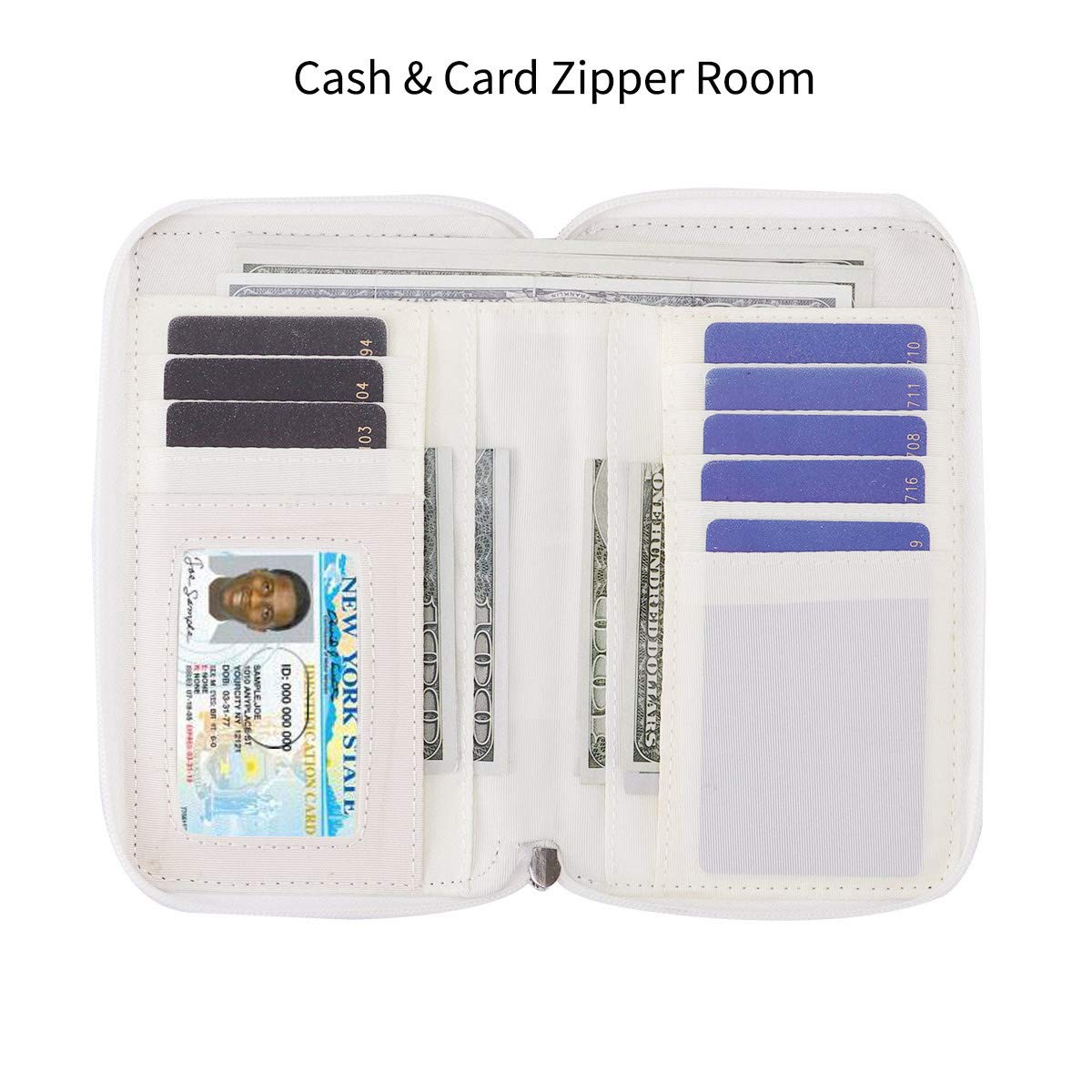 Women’s Double Zipper Clutch Wallet Cute Card Holder Ladies Purse with Wristlets and ID Window (Colored Leaves)