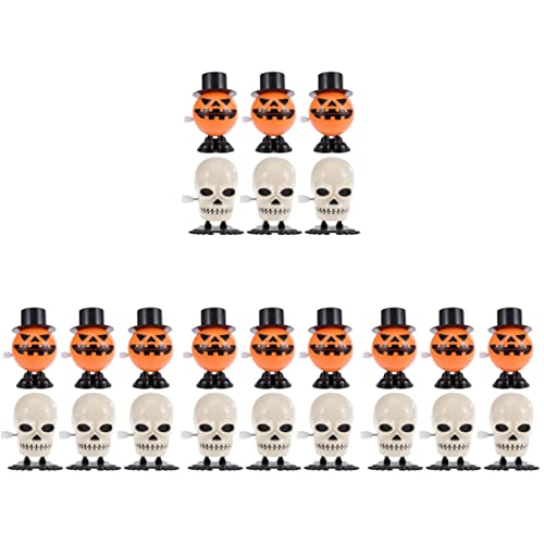 TOYANDONA 24pcs Small Gift Goodie Pumpkin Kids, Up Wind- Goodies Wind Walking Head Stuffers Toys Fillers Clockwork and Jumping Jack Party Favors Funny Halloween Toy Novelty Supplies Bag