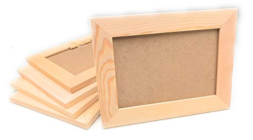 Pack of 12 Unfinished Solid Wood Picture Frames for Arts Crafts, DIY Painting Project Stand or Hang on The Wall 6x8 Frame Size Holds 6x4 Pictures for Kids Craft Birthday, School projects