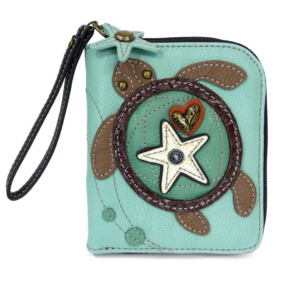 Chala Sea Turtle Work Tote Shoulder Bag and Turtle Zip Wallet- Turtle Lovers Gifts Set