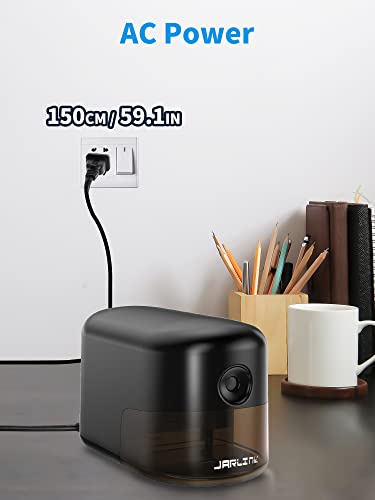 JARLINK Electric Pencil Sharpener, Heavy Duty Pencil Sharpeners for 6-8mm No.2/Colored Pencils, Wall Industrial Pencil Sharpener with Stronger Helical Blade in Classroom/Office/Home (Black)