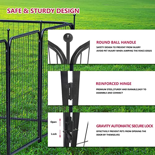 Jhsomdr 40" Height Dog Playpen 8 Panels Heavy Duty Indoor Outdoor Exercise Fence,Foldable Portable Pet Puppy Pen with Lockable Doors for Large Medium Small Dogs